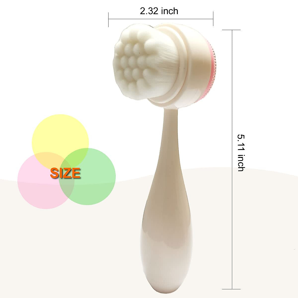 Double Side Brush with Soft Bristles for Skin Care, Silicone Brush for Massaging(White)