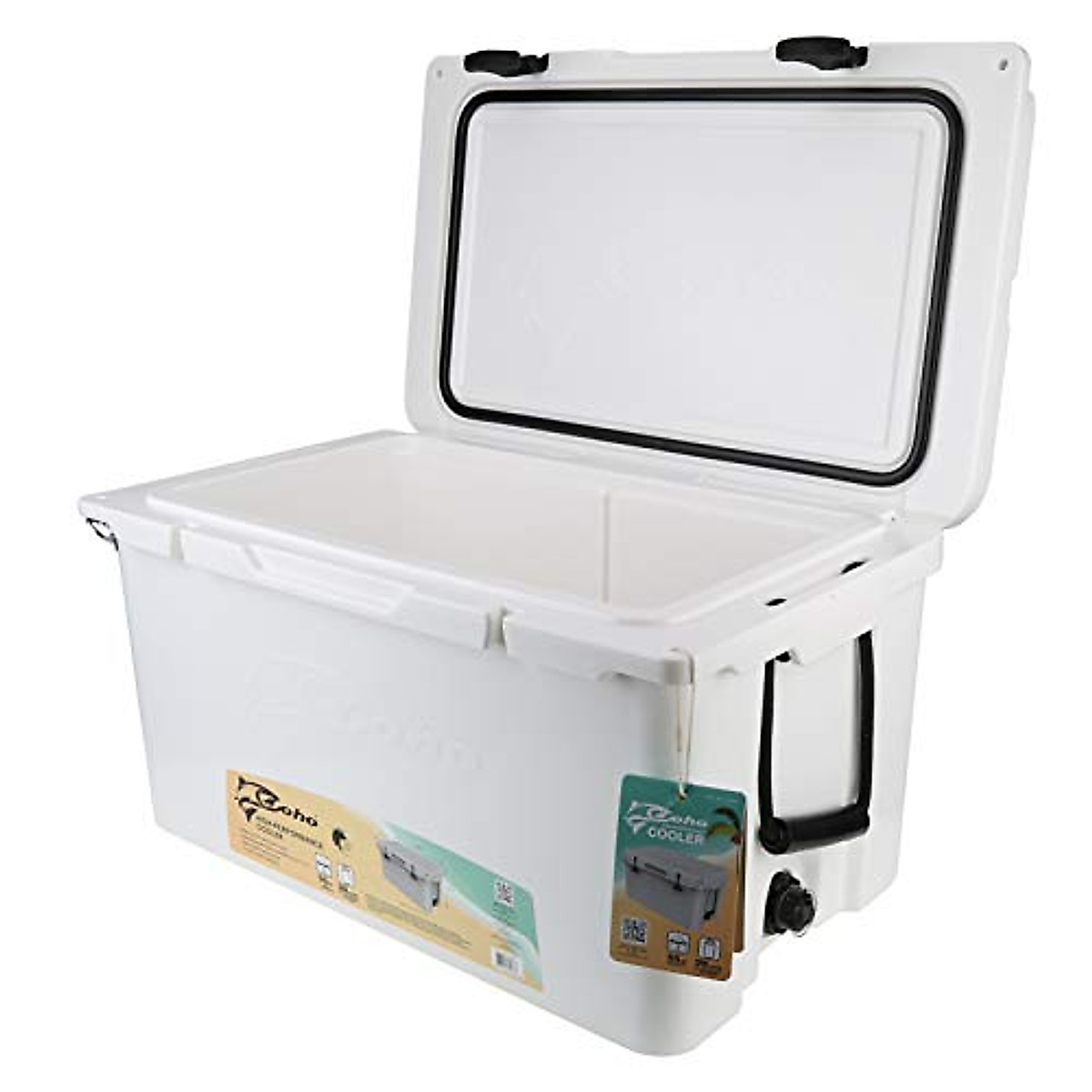 COHO Quick and Cool 55QT Rotomolded Cooler | Beverage Cooler and Camping Cooler for Beach, Kayak, Hiking, Outdoor, and Travel | Insulated Cooler and Heavy Duty Cooler and Ice Box | 55 Qt