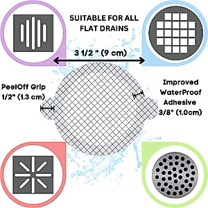 30 Pack, Disposable Shower Drain Hair Catcher Mesh Stickers, Disposable Hair Catchers for Shower Drain, Bathroom, Bathtub - SPACEORGANIZE