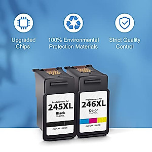 PG245 CL-246 Ink Cartridge Replacement for Canon PG-245XL CL-246XL for Canon PIXMA MX490 MX492 MG2520 MG2522 MG2920 MG3022 TS202 TS3120 TS3320 IP2820 (1 Black+1 Tri-Color)