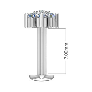 FINEROCK 1/10 Carat 7-Stone Cluster Diamond Nose Pin Stud in 18K White Gold (SI1-SI2 Clarity)
