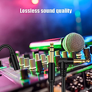 1/4 Inch TRS Instrument Cable 3Ft 2pack,BELIPRO 6.35mm TRS to 6.35mm TRS Stereo Audio Cable Male to Male Right-Angle-to-Straight for Electric Guitar, Bass, Keyboard,Mixer,Amplifier,Speaker,Equalizer…