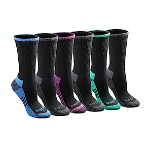 Dickies Women's Dritech Advanced Moisture Wicking Crew Socks, Black Assorted (6 Pairs), Shoe Size: 6-9