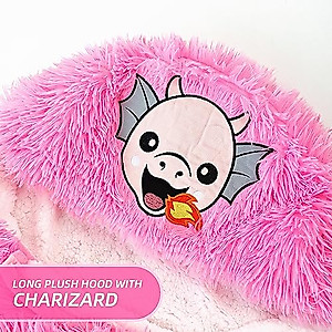 YIRDDEO Wearable Blankets Hoodie Pink Fluffy Blanket Cute Dinosaur Oversized Travel Blanket Warm Comfy Adult Picnic Animal Blankets with Plush Sleeves