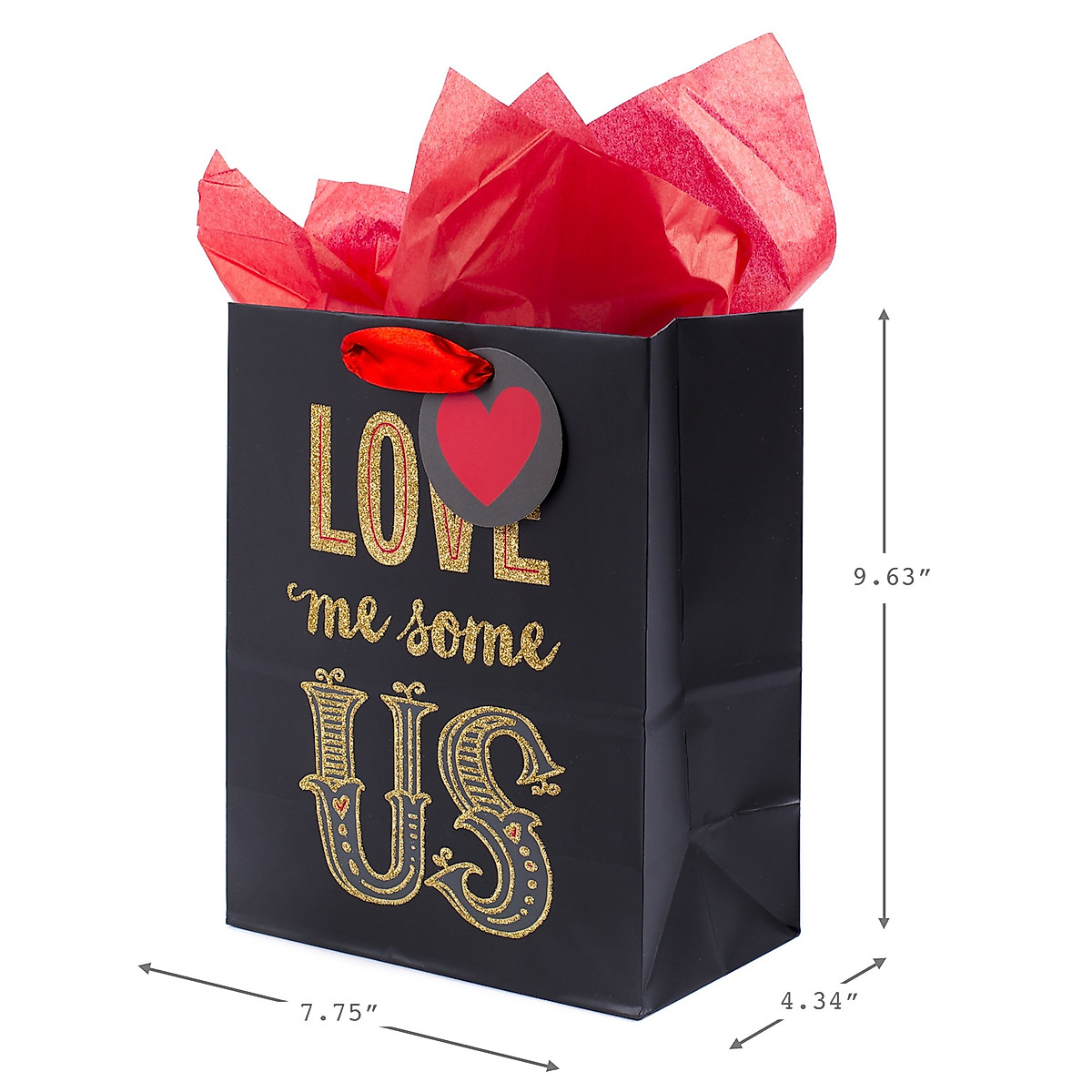 Hallmark Mahogany 9" Medium Gift Bag with Tissue Paper (Love Me Some Us) for Anniversary, Valentines Day and More