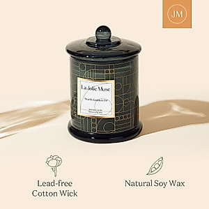 LA JOLIE MUSE Christmas Candle, Cedarwood & Cypress Candle, Holiday Candle Gifts, 75 Hours Long Burning, Natural Soy Candle Gift, Fancy Jar Decorative Candle