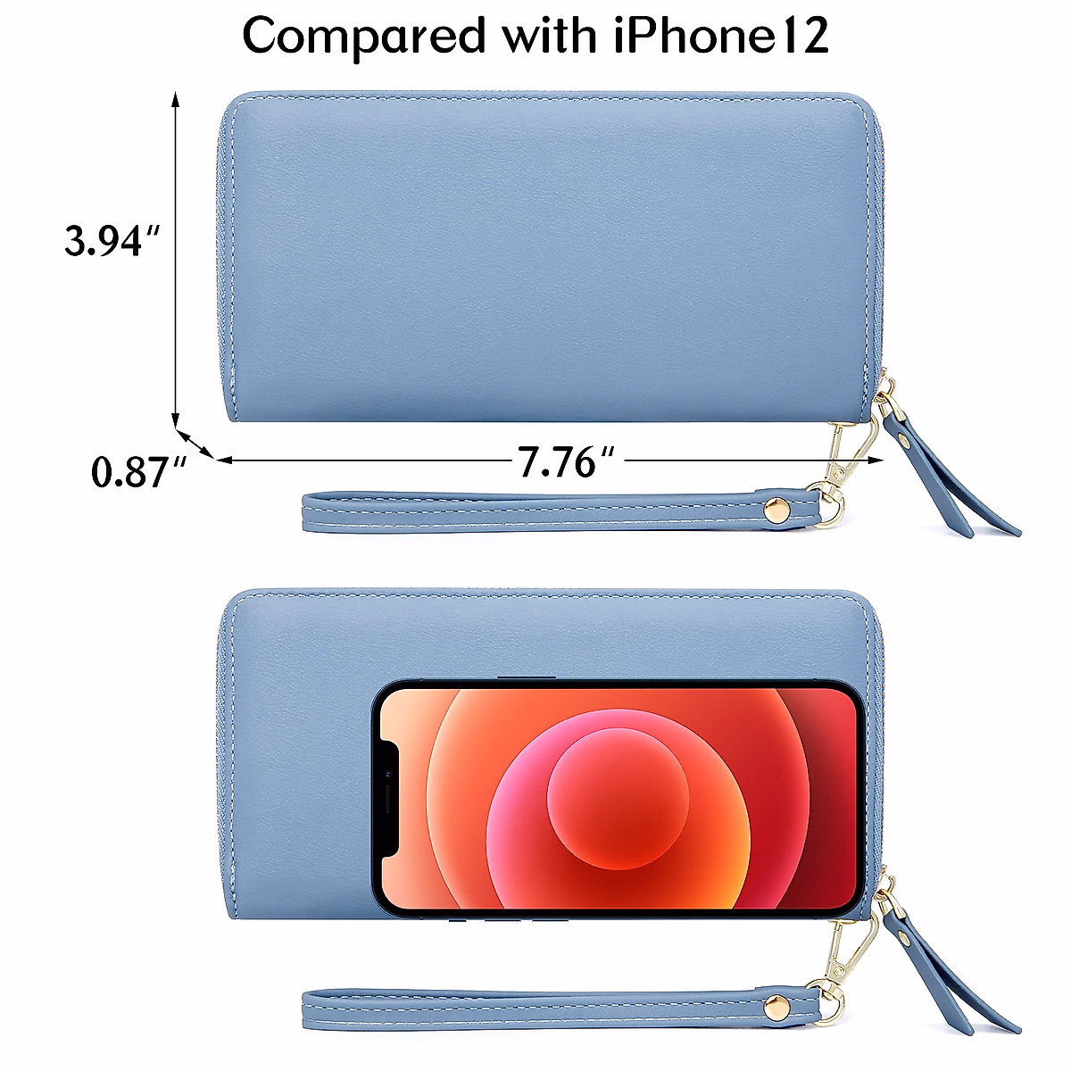 VOCUS Womens Wallet RFID Blocking Zip Around Wallet PU Leather Large Travel Long Purse Credit Card Holder with Wristlet