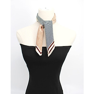 ANDANTINO 100% Pure Mulberry Silk Scarf -21” Lightweight Small Square Neckerchief – Breathable Digital Printed Scarves with Gift Packed (Contrast Color-Stripes)