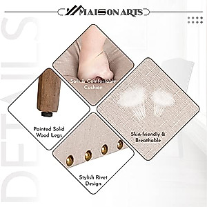 MAISON ARTS Upholstered Parsons Dining Chairs Set of 6, Linen Fabric Dining Room Chairs with Nailhead Trim and Solid Wood Legs Dining Room Kitchen Side Chairs (Beige)