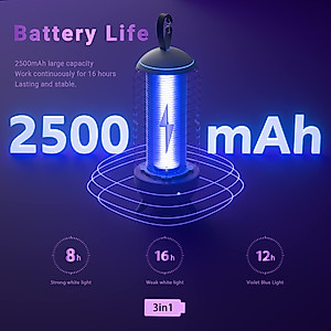 Cordless Bug Zapper Outdoor & Fly Zapper Indoor & Wireless Mosquito Zapper Portable Camping Bug Zapper Fly Trap 2500mAh Bug Zapper Electric Trap Ideal for Fly Traps (White 2 Pack)