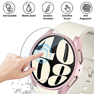 KIMILAR [5+5 Pack] Galaxy Watch 6 40mm Screen Protector Case, Anti-Fog Tempered Glass Protective Film and Hard PC Protective Bumper Compatible with Samsung Galaxy Watch 6 Accessories