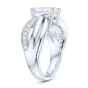 PRSTANI Sterling Silver Ribbon Bowknot Infinity Simulated Emerald Cut Diamond Engagement Ring Cross Twisted Knot Promise Ring (10)