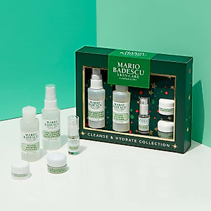 Mario Badescu Cleanse & Hydrate 5 Piece Kit, Skincare Gift Set With Coconut Facial Spray, Gentle Foaming Cleanser, Hyaluronic Dew Drops, Hyaluronic Dew Cream & Caffeine Eye Cream