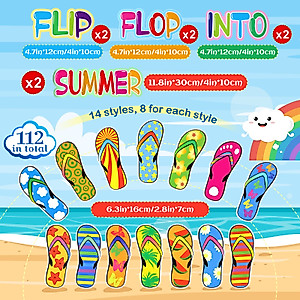 Flip Flop Accents Colorful Flip Flop Cutouts Summer Bulletin Board Wall Decor Hawaiian Beach Pool Party Cutouts with Glue Point Dots for Classroom Party Decoration (120 Pieces)
