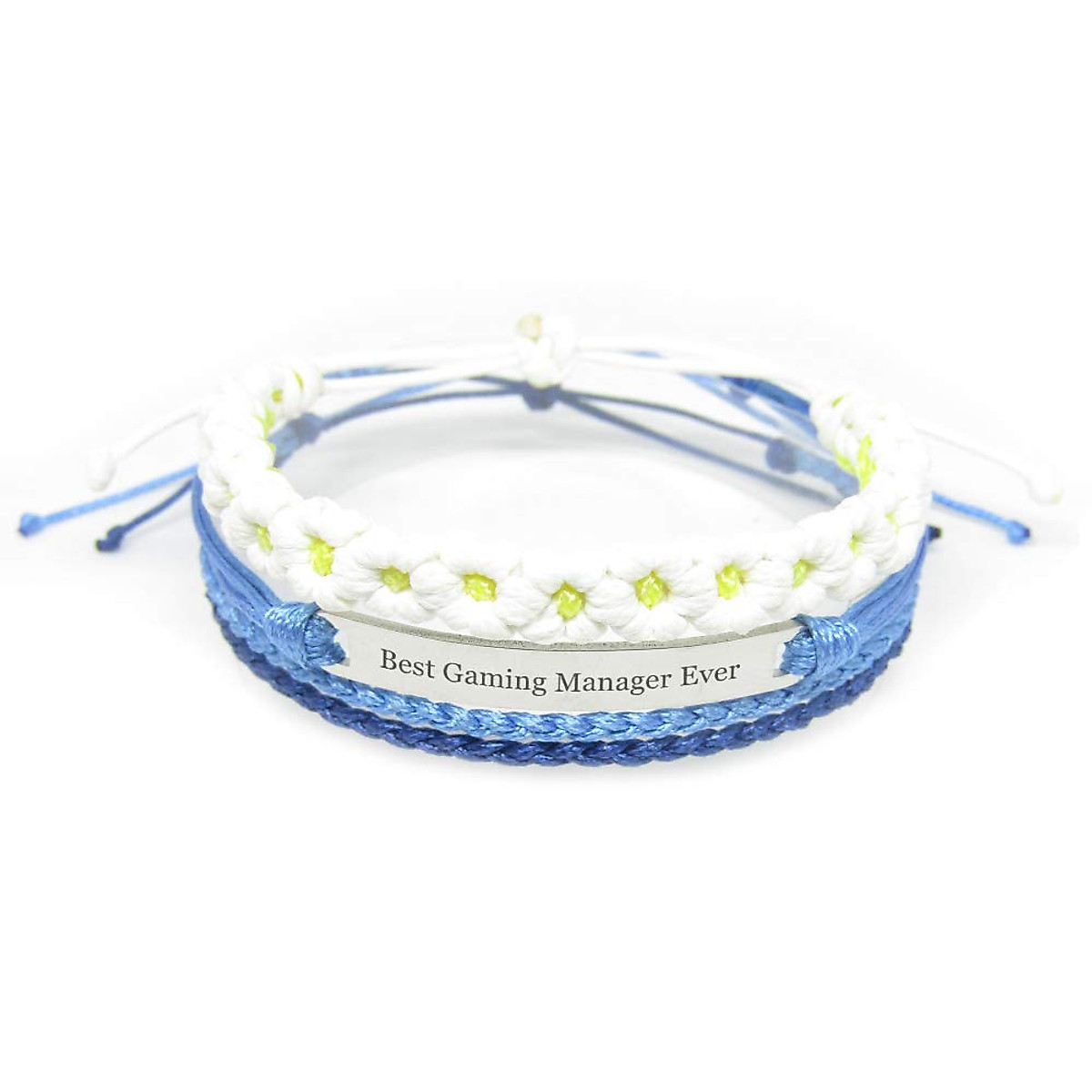 Miiras Job Handmade Bracelet for Women - Best Gaming Manager Ever - White FL-BU - Made of Braided Rope and Stainless Steel - Gift for Gaming Manager