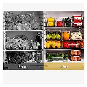 TIST Refrigerator Organizer Box with Lid, Clear Plastic Pantry Stackable Food Storage Box (Size : Small)