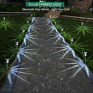 Eyrosa Solar Lights Outdoor, 15 Pack Waterproof Stainless Steel Solar Stake Lights for Pathway Garden Yard Path Walkway Driveway Lawn Patio Outside Decor, Cool White