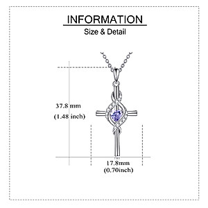 ONEFINITY Cross Necklace for Women 925 Sterling Silver Cross June Birthstone Pendant Necklace Infinity Cross Religious Jewelry Gifts for Women(June)