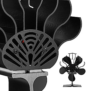 LerkeHony Wood Stove Fan Heat Powered, Fireplace Fan with Thermometer, Circulating Warm Air Saving Fuel Efficiently, for Wood/Log Burner/Fireplace, 5-Blade