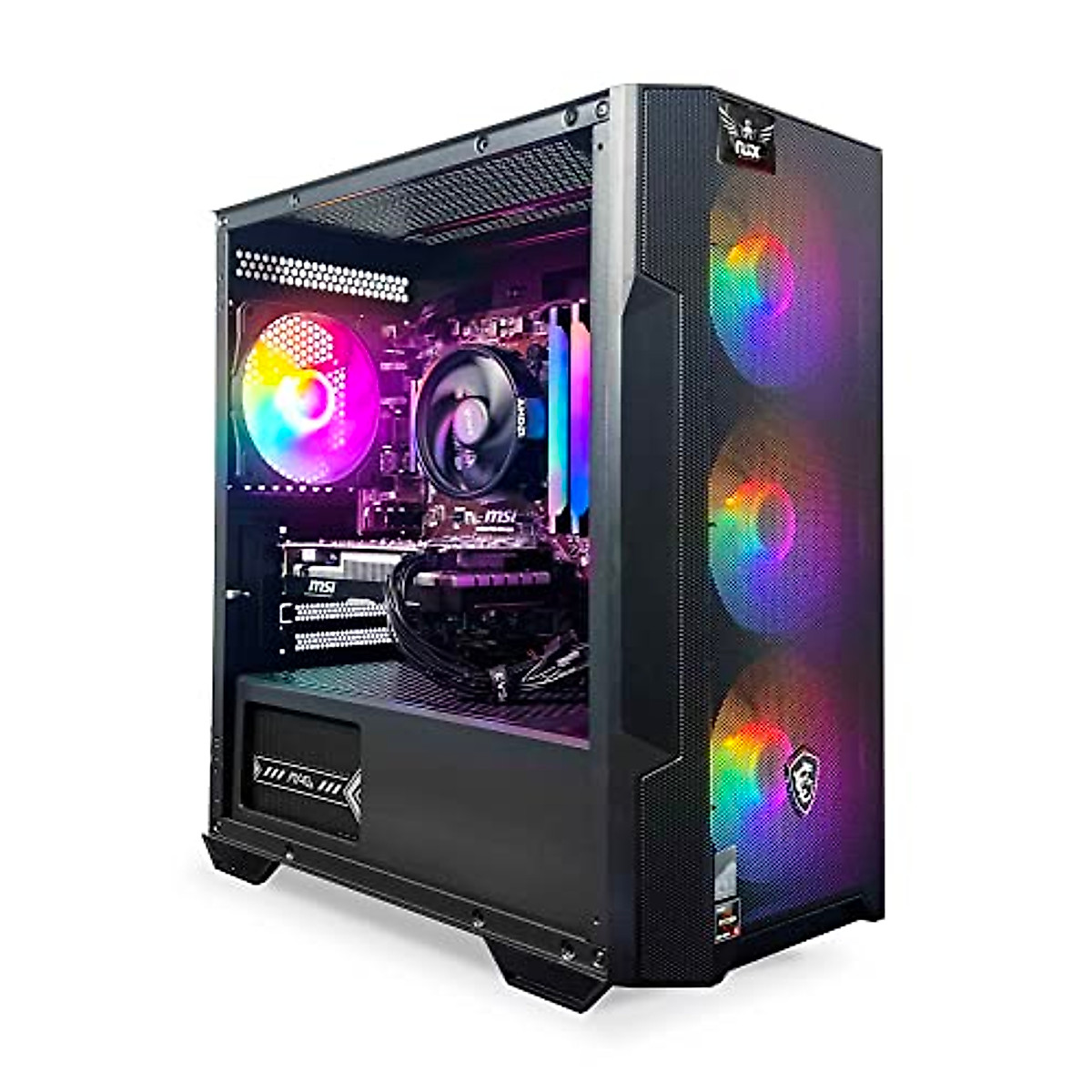 NSX Gaming PC Desktop – AMD Ryzen 5 5500 3.6 GHz, GTX 1650 D6 Ventus XS, 512GB M2 NVME, RGB RAM 16G DDR4 3600, 650W 80PLUS Bronze PSU, Windows 11 Home 64-bit Built in USA