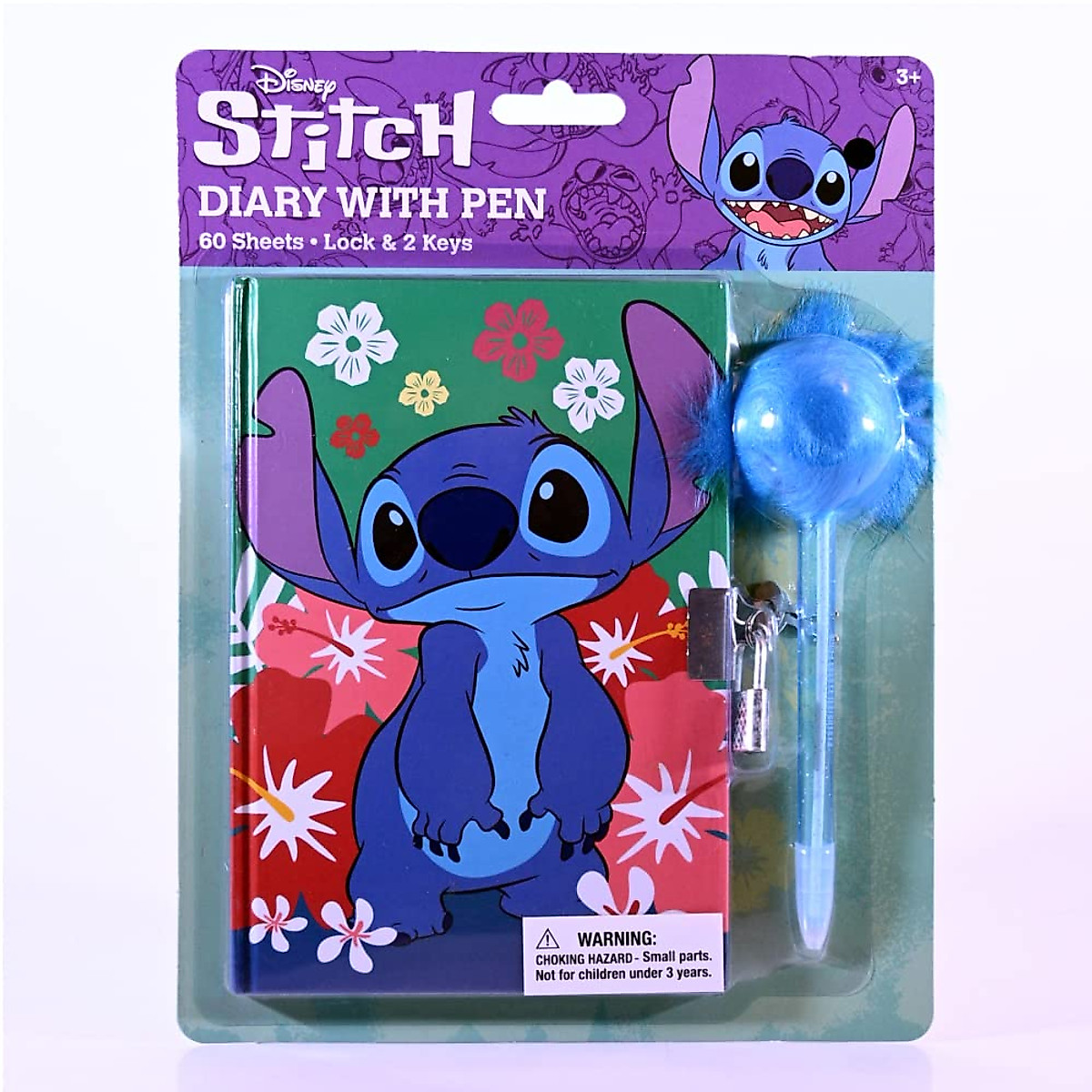 Moptrek with Lock & Keys and Pom Pen, Stitch Diary for Kids, Stitch Stationery Birthday Parties