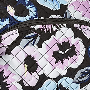 Vera Bradley Women's Cotton Large Cosmetic Makeup Organizer Bag, Plum Pansies - Recycled Cotton, One Size