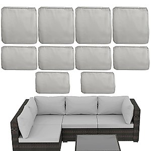 TECOSARA Outdoor Cushion Covers Replacement 10 Pcs Patio Cushion Covers fit for 4-Seater Wicker Rattan Sectional Couch Sofa Outdoor Cushion Slipcovers Set Seat and Back Cover Only, Grey