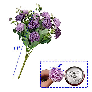SNAIL GARDEN 40Heads Artificial Hydrangea Flowers, 4Pack Fake Silk Mini Hydrangea with 1 Vase Kraft Paper Bag-Mini Artificial Chrysanthemum Ball Perfect for Home Office Wedding Baby Shower Party Decor