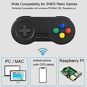 KIWITATA 2 Pack Wireless SNES USB Controller for Retro Games, kiwitatá 2.4ghz Remote Wireless SNES Emulator Game Pad Controller for Windows PC MAC Retropie