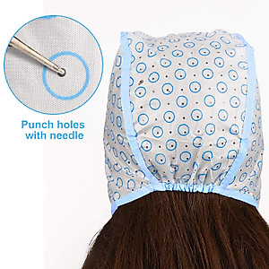 3 Sets Hair Coloring Kit, Includes 3 Pieces of PVC Hair Coloring Caps with 3 Pieces Styling Tools, 3 Pieces Disposable Hair Dye Shawl, 3 Pairs Gloves, 3 Pieces Dye Brushes for Dyeing Hair (Blue)