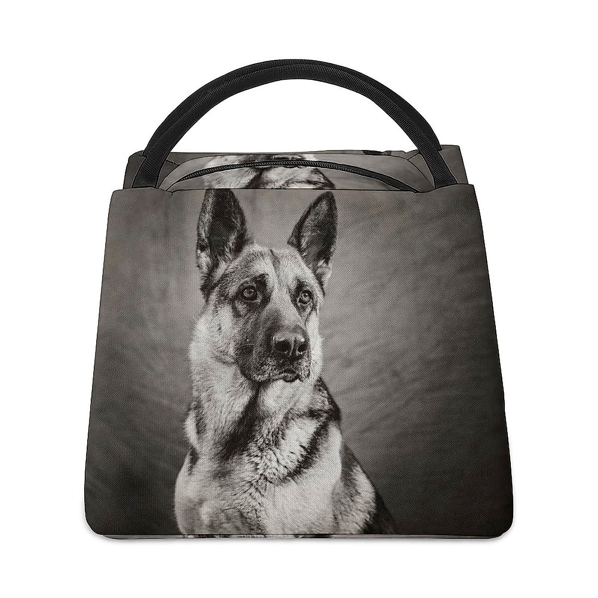 Black and White German Shepherd Lunch Bag for Women Men Reusable Insulated Lunch Box Portable Lunch Tote Bag for Travel Work