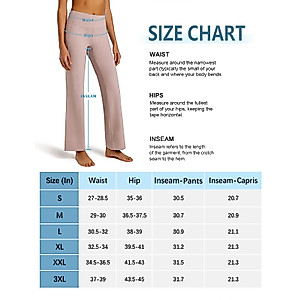 FIRST WAY Buttery Soft Women's Bootcut Yoga Pants Capris with 3 Pockets Lounge Floral Printing Full-Length, Taupe L