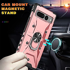 Compatible with Google Pixel 7 PRO Case with [2 Pack] HD Screen Protector,360 Ring Kickstand,Military Grade Heavy Duty Shockproof Hybrid Hard Protective Phone Case Google Pixel 7 PRO Pink