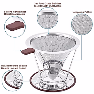 Pour Over Coffee Dripper, MISETTO Stainless Steel Filter,Easy to Clean Paperless pour over coffee maker,Reusable Filter,Cone Dripper with Removable Cup
