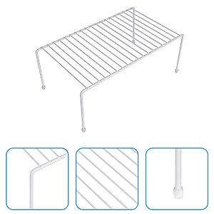 yaenoei Kitchen Storage Shelf Rack w/Plastic Feet - Medium - Steel Metal - Rust Resistant Finish - Cups, Dishes, Cabinet & Pantry Organization - Kitchen 2 Pack (White)