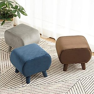 BABYCE Footstool Pouffe Chair Bed Footstool Bench Stool Milking Stool Vintage Velvet Stool 40 x 33 x 33 cm for Bedroom Corridor (Color : Gray, Size : 40X33X33cm)