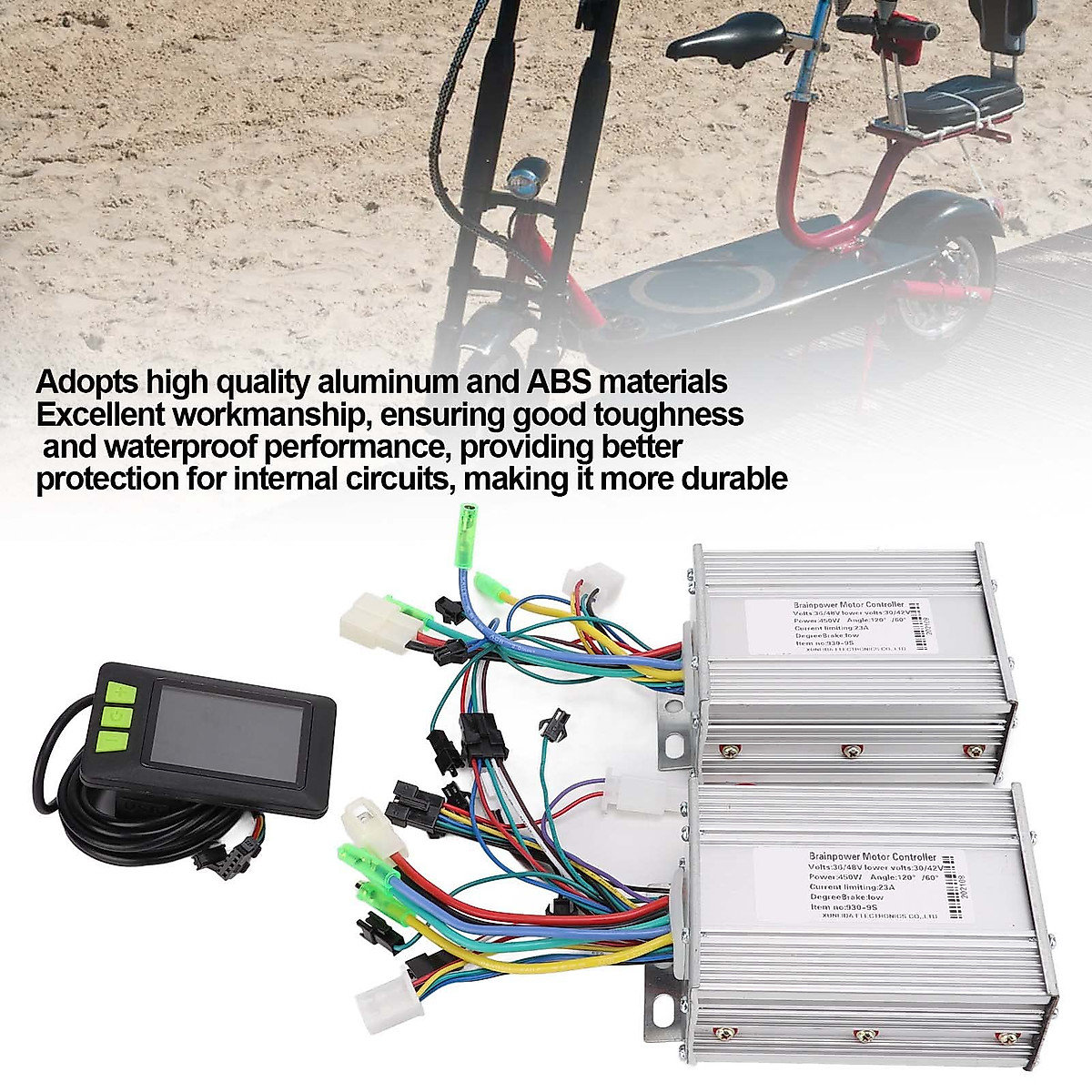 VBESTLIFE 36V 48V 1000W Electric Brushless Controller Kit, E- Dual Drive Motor Brushless Controller with LCD Display Color Screen Kit for Electric Scooter DIY Part
