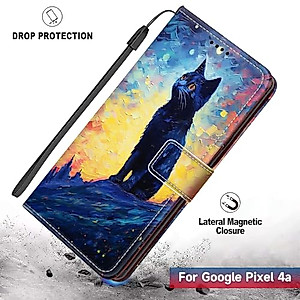 DeweiDirect Wallet Case Suitable for Google Pixel 4a 4G with Cat Print-aa227 Pattern, Top PU Leather, Kickstand with Wrist Strap Multifunction Smartphone Cellphone Case Folio Pocket Flip Lanyard