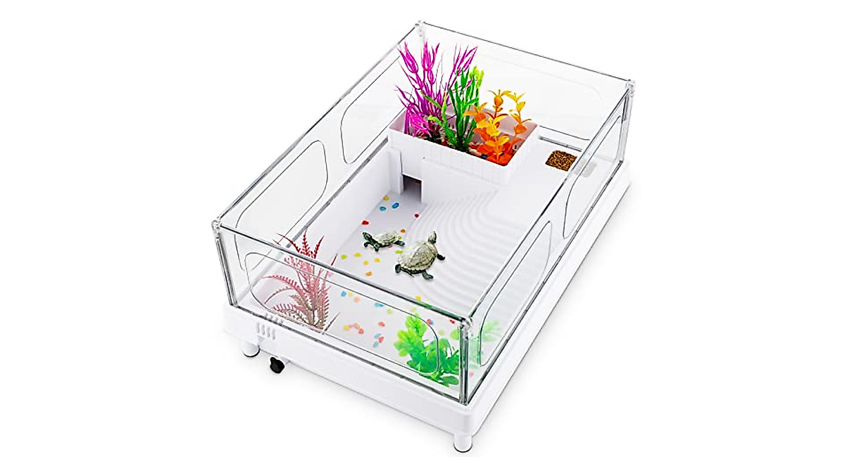 Baby Turtle Aquarium with Basking Platform & Multi-Functional Areas
