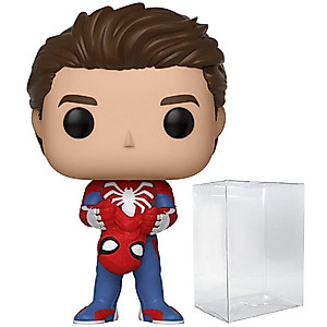 Spider-Man POP Marvel: Spiderman Video Game - Unmasked [Peter Parker] Funko Vinyl Figure (Bundled with Compatible Pop Box Protector Case), Multicolor, 3.75 inches
