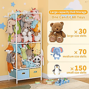 Stuffed Animal Storage Toy Organizer - Metal Kids Toy Organizers and Storage Bins, Extra Large Stuffed Animal Zoo Storage, Toys Shelf Organizer Storage for Kids Room, Nursery Play Room, Bedroom