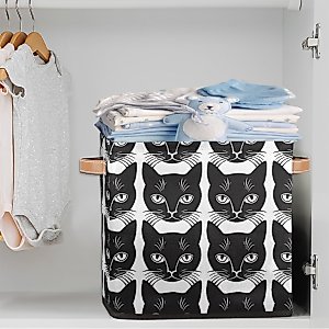Tablerazzi Cats Pattern Cube Storage Bin, 13 Inch Collapsible Fabric Storage Cube Bin, Foldable Cube Baskets for Shelf, Closet, Organizer