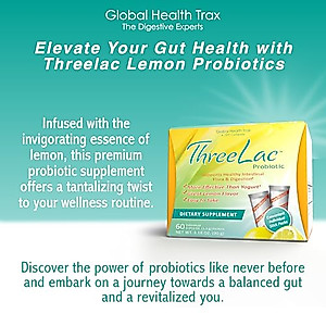 Threelac Probiotic Dietary Supplement, Natural Lemon Flavor, Includes 60 .053-Ounce Packets