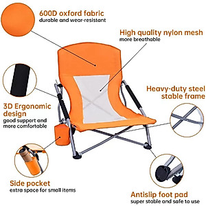 Beach Chair, Beach Chair and Umbrella, Folding Beach Chair, Beach Chairs for Adults 1-Pack Orange - Orange