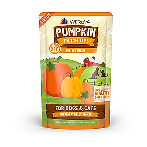 Weruva Pumpkin Patch Up! Pumpkin Puree Pet Food Supplement for Dogs & Cats, 1.05oz Pouch (Pack of 12)