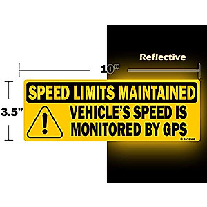 TOTOMO 2pk Vehicle Speed is Monitored by GPS Speed Limits are maintained Sticker 10"x3.5" Highly Reflective Premium Quality Car Safety Caution Sign #SDM-14