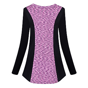 AxByCzD Gym Shirts for Women Long Sleeve Crew Neck Color Block Loose Fit Yoga Running Jogging Hiking Golf Workout Tops Pink X-Large