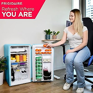 FRIGIDAIRE EFR372-BLUE 3.2 Cu Ft Blue Retro Compact Rounded Corner Premium Mini Fridge