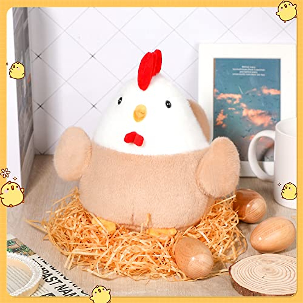 Skylety Chicken Stuffed Plush 8.6 Inch Cute Rooster Plushie Chicken Stuffed Animal Fluffy Stuffed Animals Toys Chicken Presents for Graduation Most People(Cute Style)