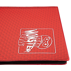 Monster Binder - 9 Pocket Trading Card Album - Holofoil Red (Anti-Theft Pockets Hold 360+ Cards)